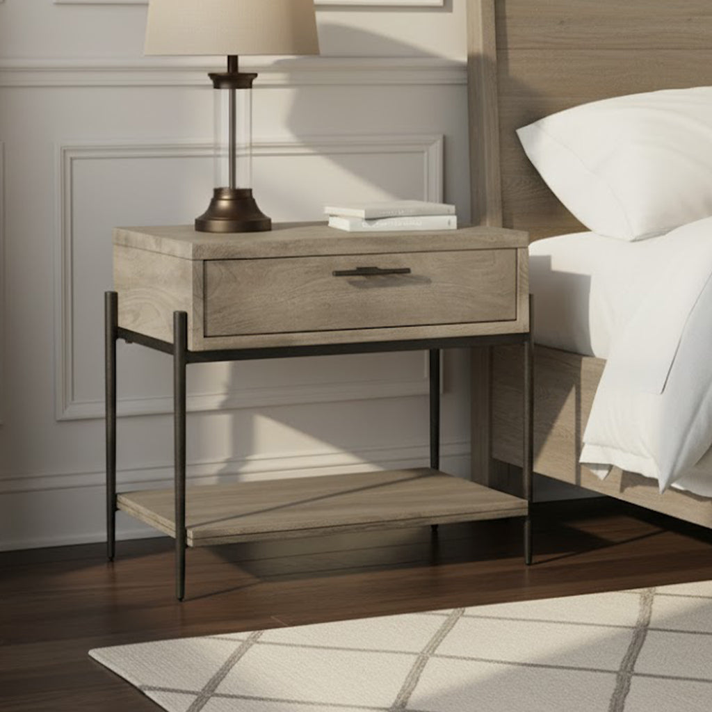 rustic metal bedside table